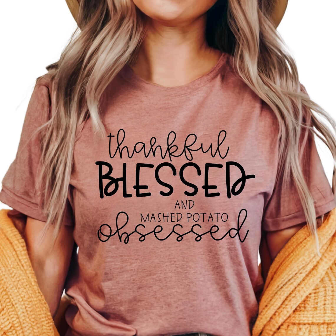 Thankful Blessed and Mashed Potato Obsessed Shirt | Funny Thanksgiving ...