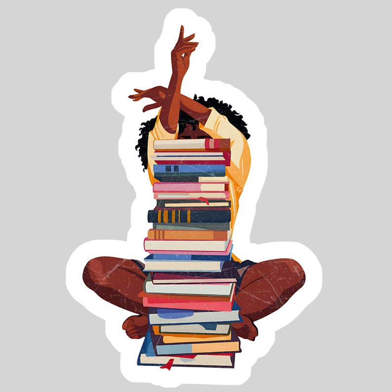 Black Girls Read Book Stack – 3" Waterproof Bookish Sticker With Holo ...