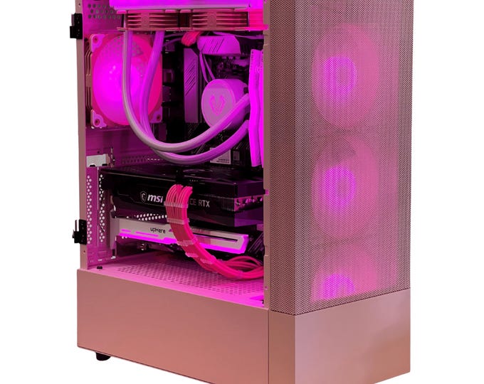 Gaming PC cherytree Intel I5 RTX 4060 Pink Gaming PC Liquid Cooled ...