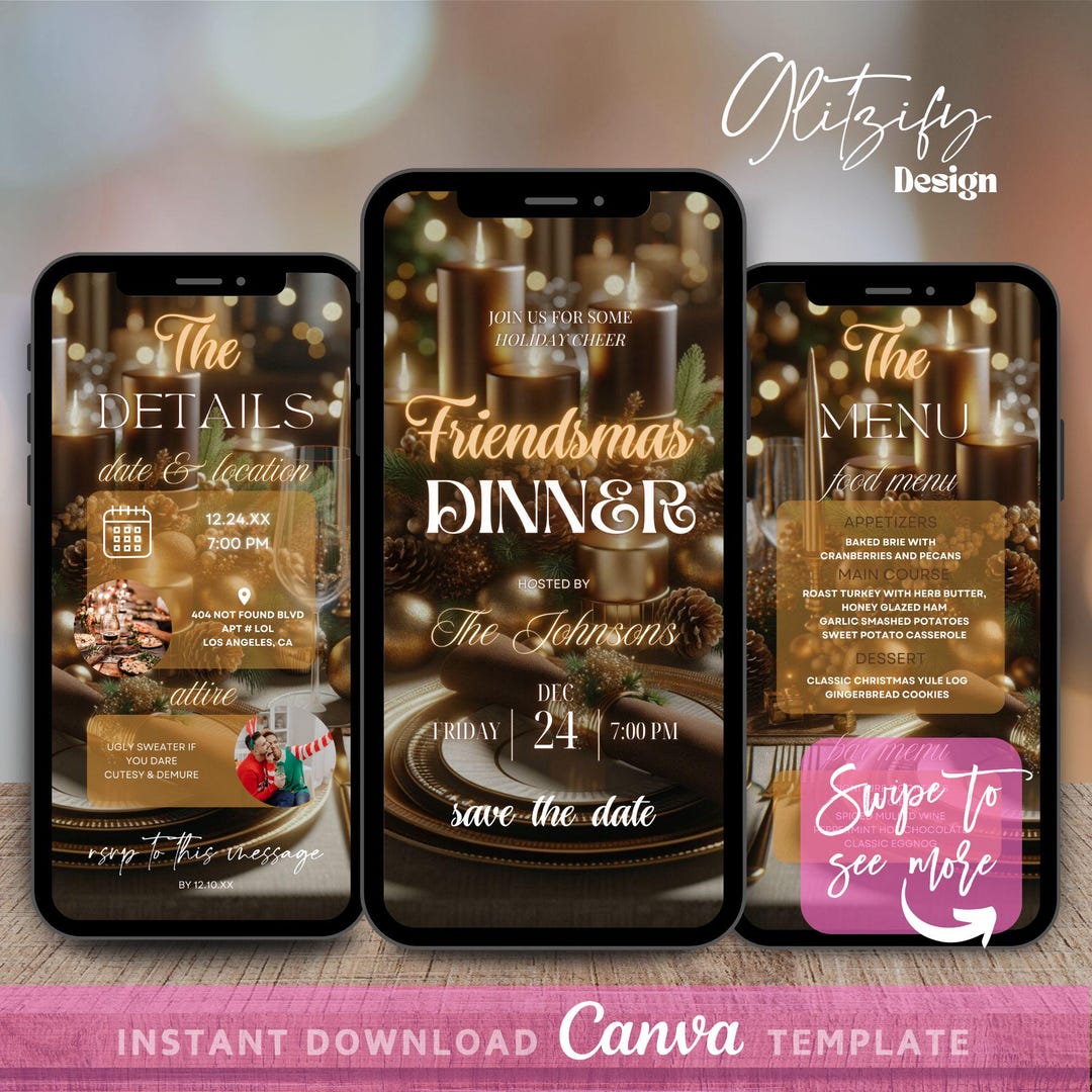 Friendsmas Dinner Animated Invitation,holiday Dinner Party Video ...