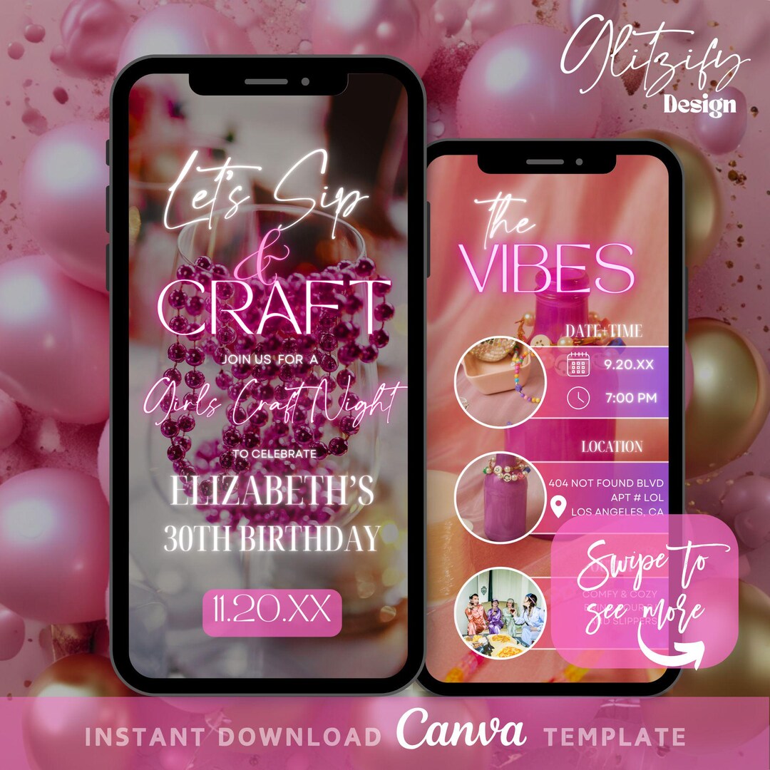 Let's Sip and Craft Girls Night Invitation,jewelry Making Party,charms ...