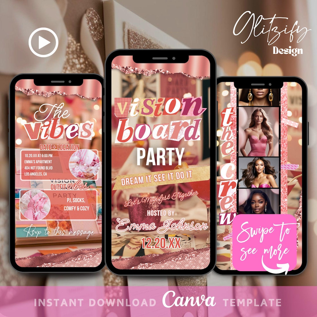 Vision Board Night Invitation,vision Board New Year Invite,digital ...