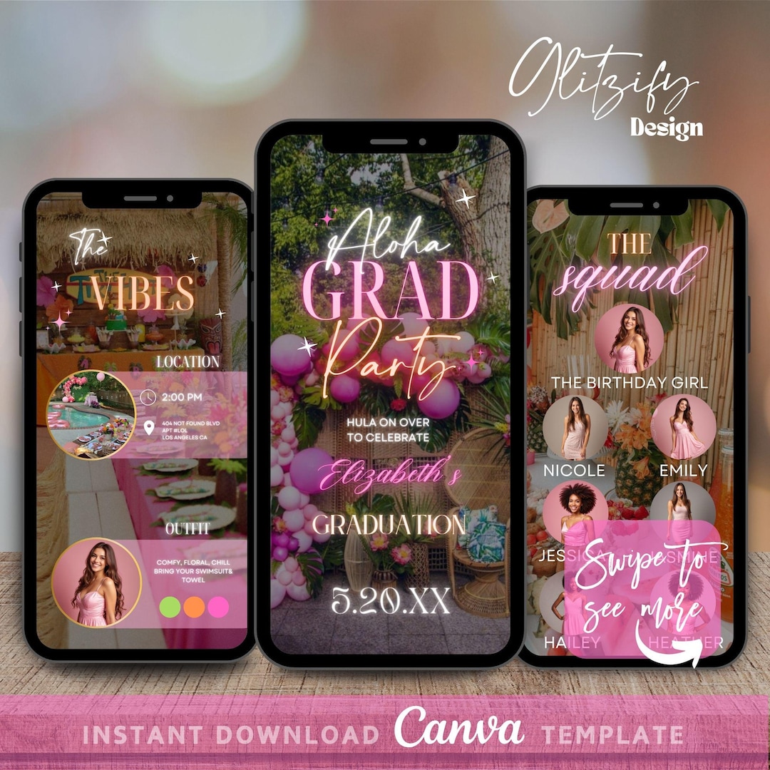 Aloha Grad Party Graduation Party Invitation,graduation Luau Invitation ...