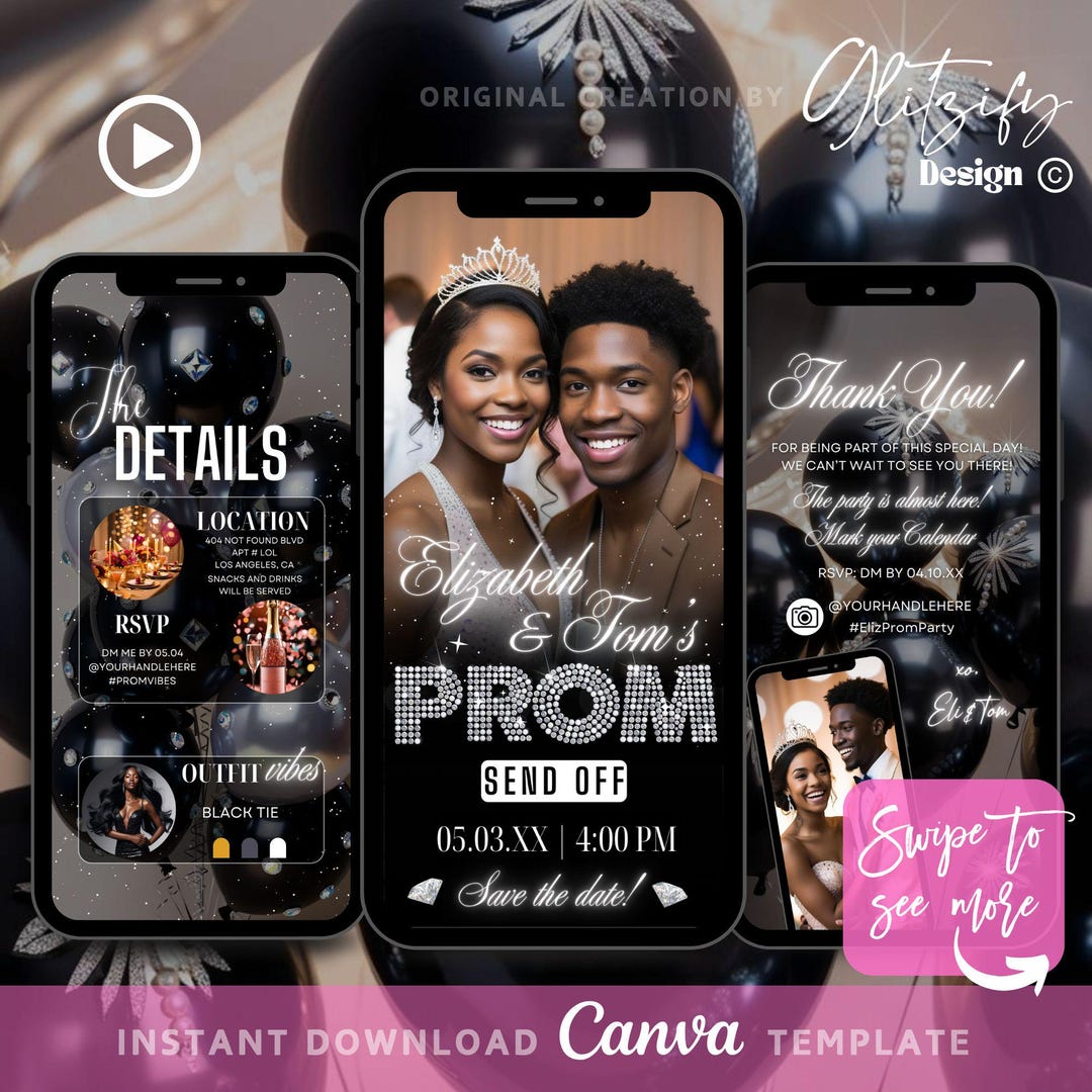 Silver Prom Send off Invite,prom Party Invitation,send off Celebration ...