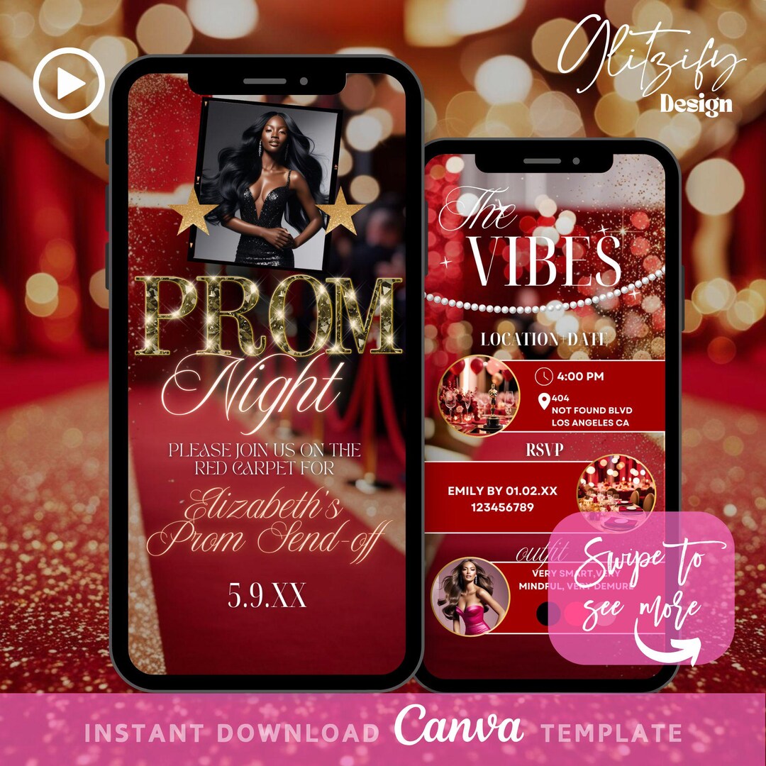 Hollywood Red Carpet Prom Night Invitation,glam Award Red Carpet Party ...
