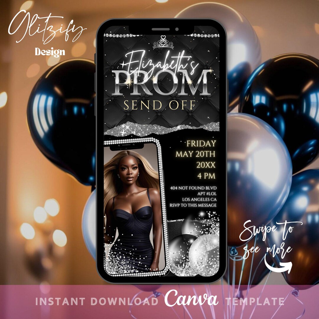 Silver Prom Send off Digital Invitation,digital Prom Invites,prom ...