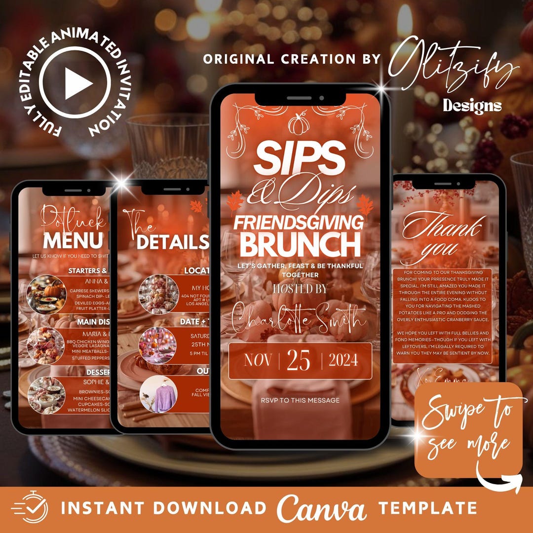 Dipsgiving Invitation Template, Digital Friendsgiving Dip Brunch Invite ...