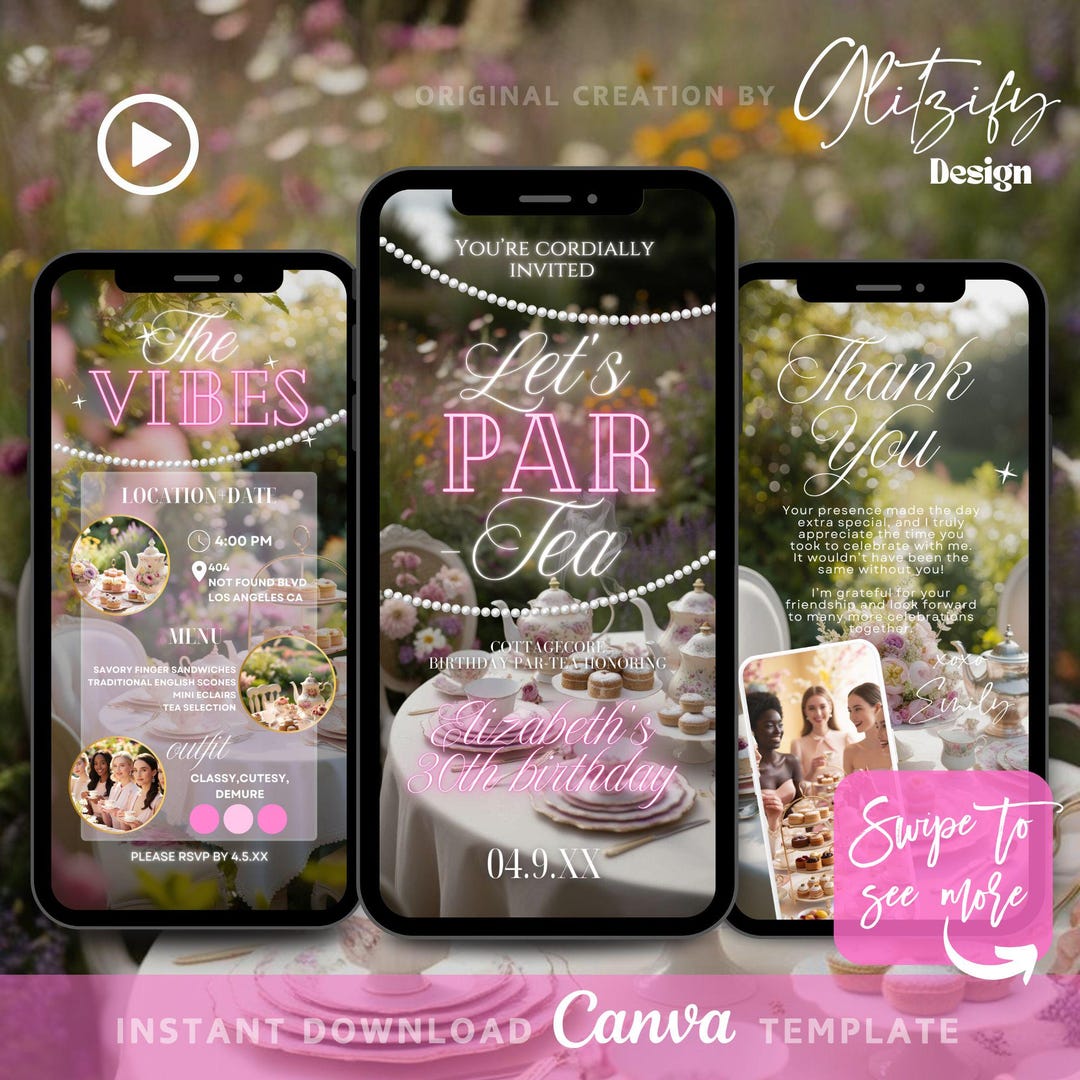 Cottagecore Tea Party Invitation,digital Garden Tea Party Message ...