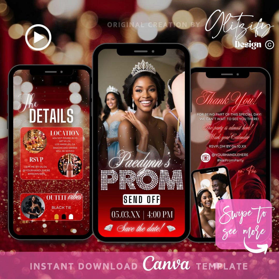 Red Prom Send off Invite,prom Party Invitation,send off Celebration ...