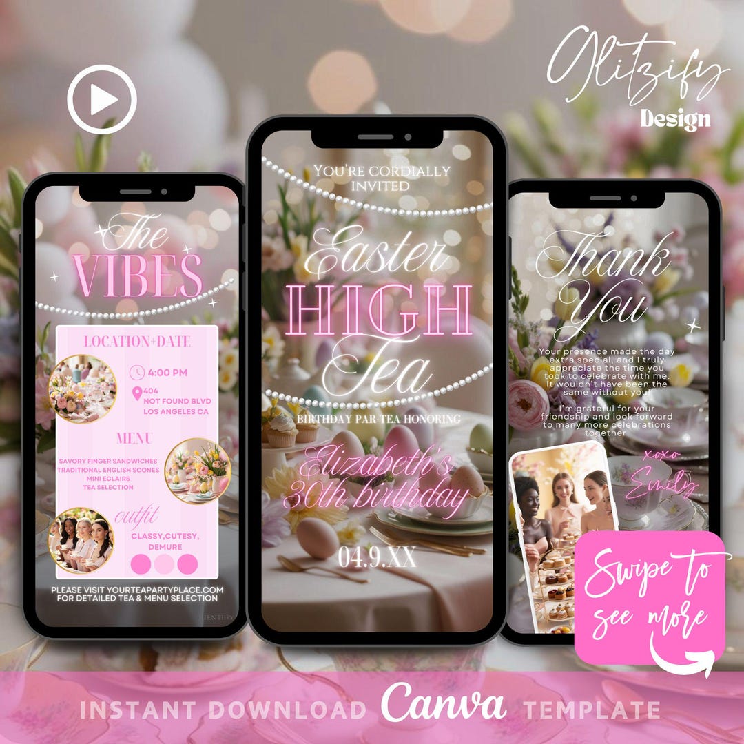 Easter Par-tea Invitation,easter Tea Party Invitation,easter Brunch ...