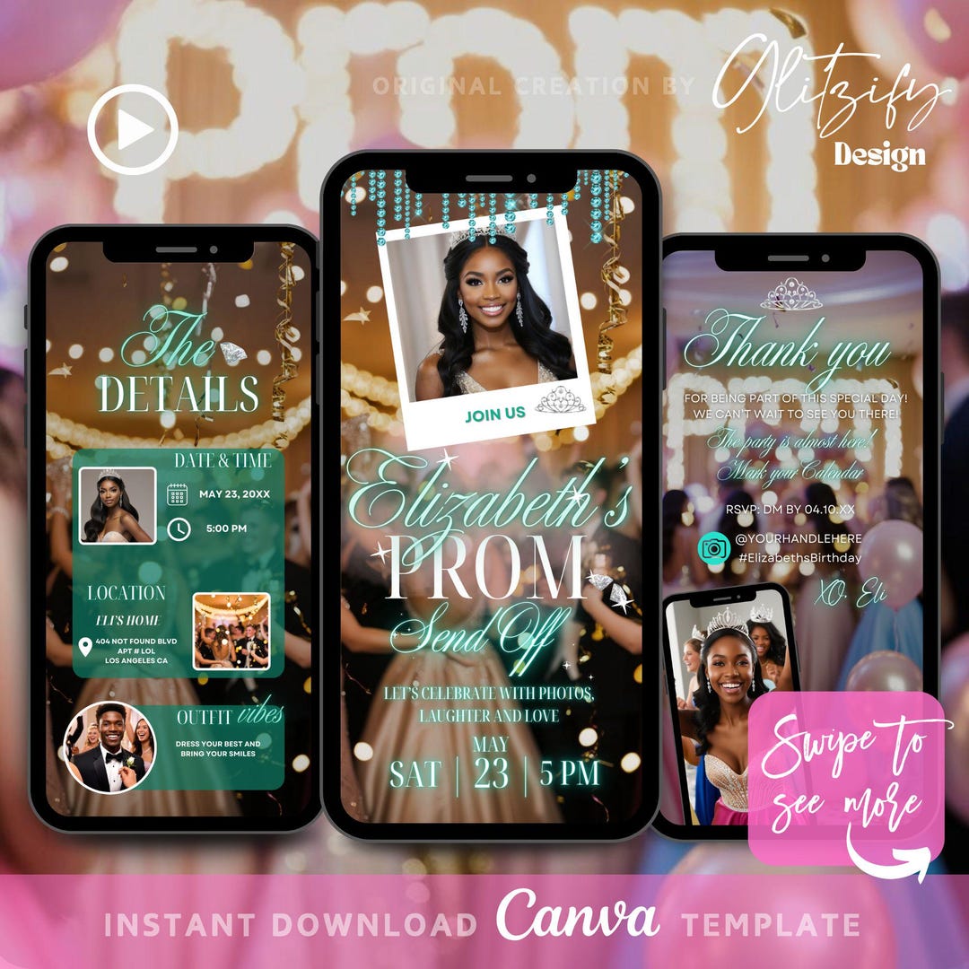 Green Prom Send off Invite,prom Party Invitation,send off Celebration ...