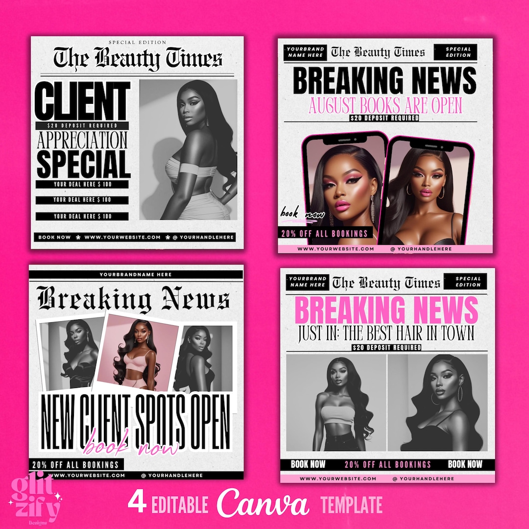 Newspaper Booking Flyer Bundle: Hair, Lash, Nail,mua,filler Deals ...