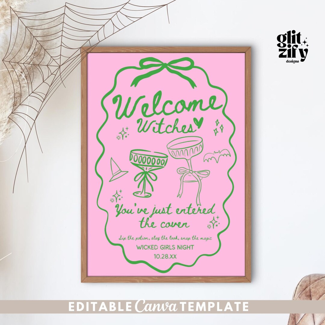 Halloween Welcome Witches Sign,witches Girls Night Party Welcome,hand ...