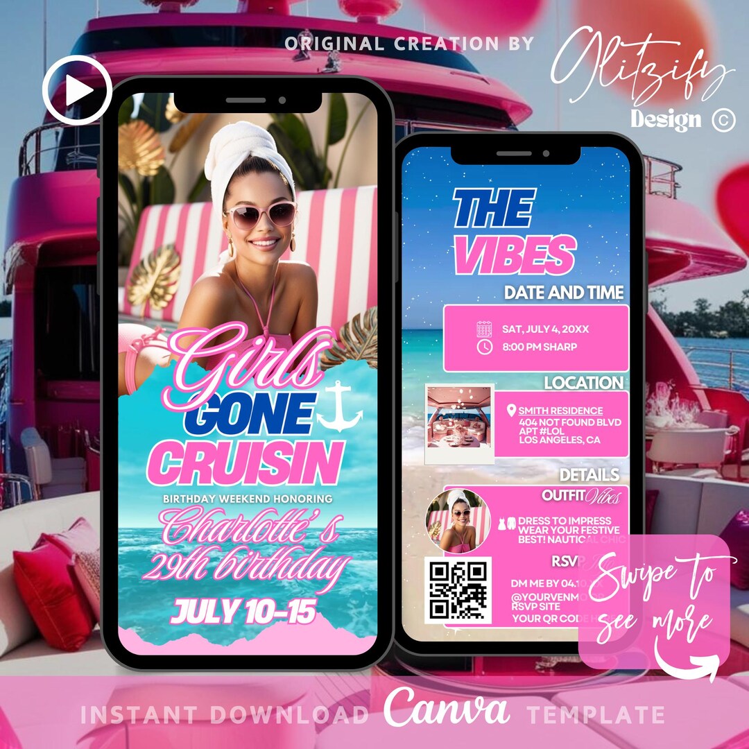 Animated Birthday Cruise Invitation: Girls Gone Cruisin' (digital ...