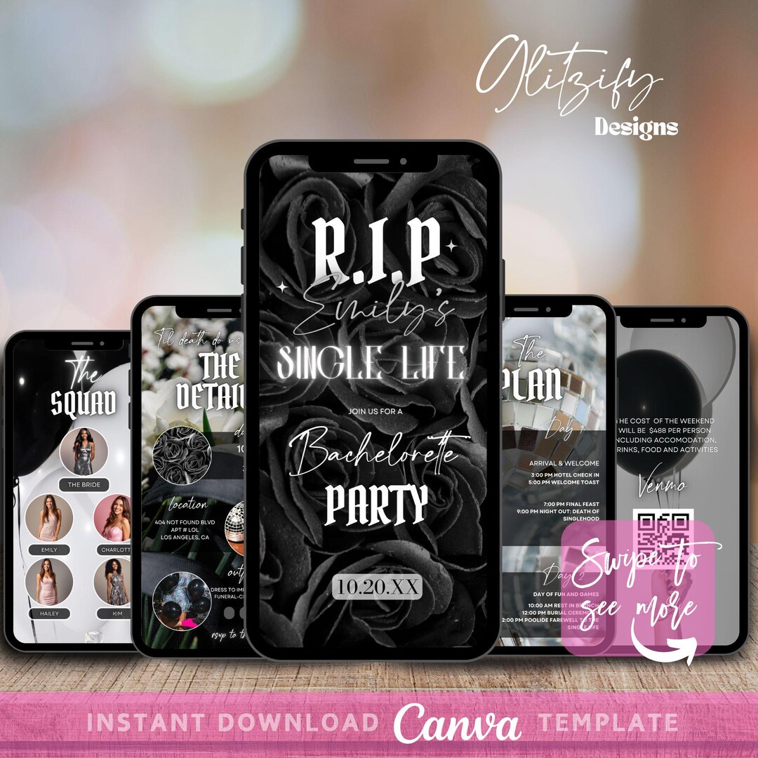 RIP to Single Life Bachelorette Party Animated Invitation (digital ...