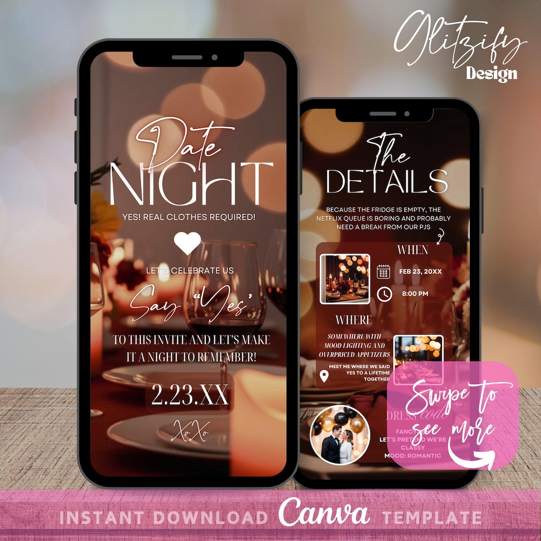 Date Night Invite Dinner Invitation,date Dinner Text Invite,digital ...