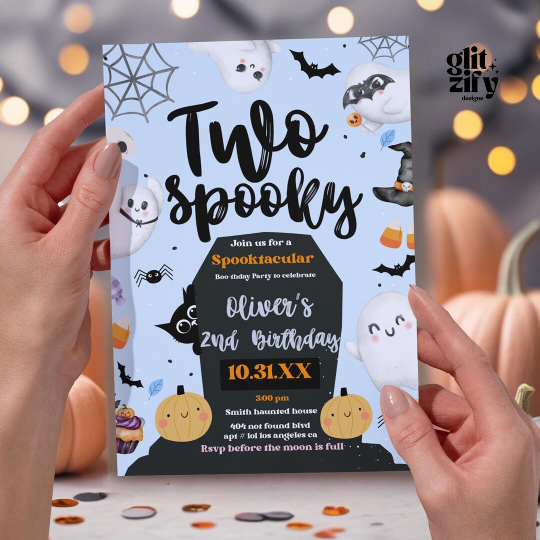 Two Spooky Birthday Invitation: Halloween Costume Party Invite (PDF ...