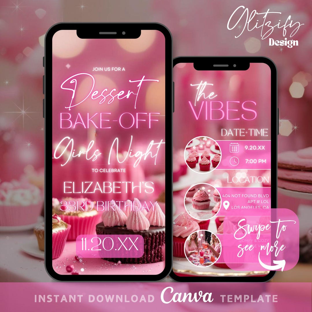 Bake and Sip Invitation,dessert Bake-off Girls Night Party Invite,let's ...