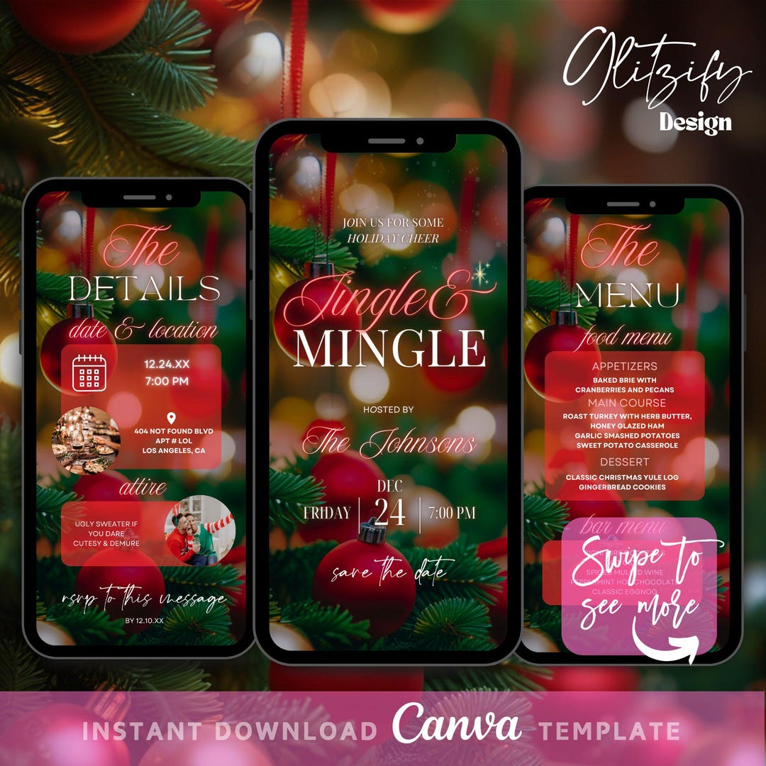 Jingle and Mingle Christmas Animated Invitation,holiday Party Video ...