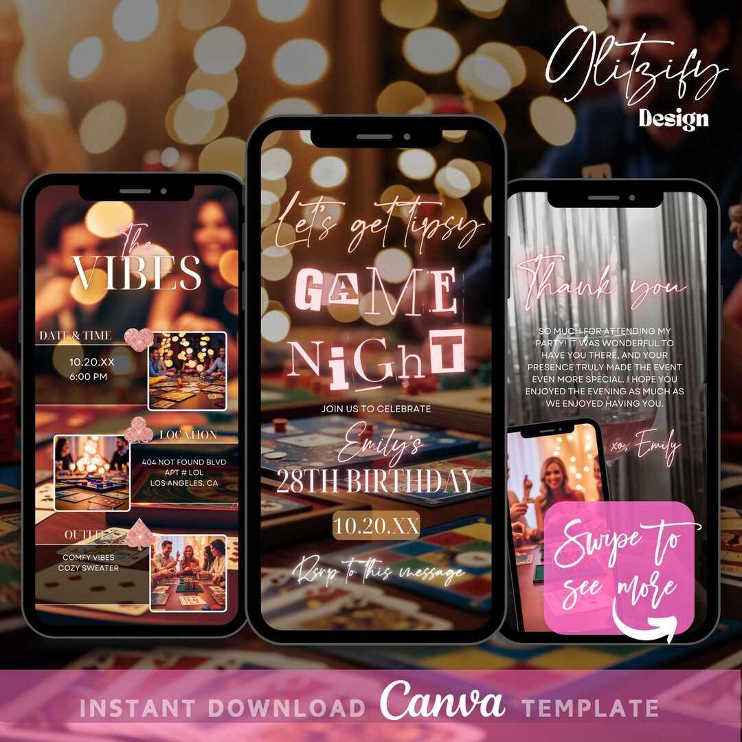 Game Night Invitation for Adults,game Night Party Invite,let's Get ...