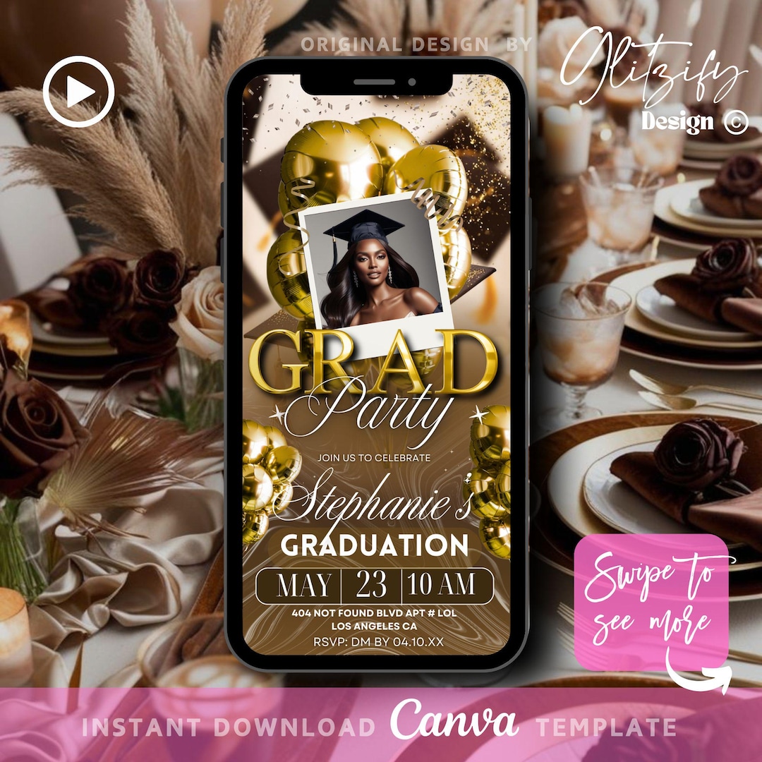 Mocha Brown Graduation Party Invitation,save the Date Graduation ...