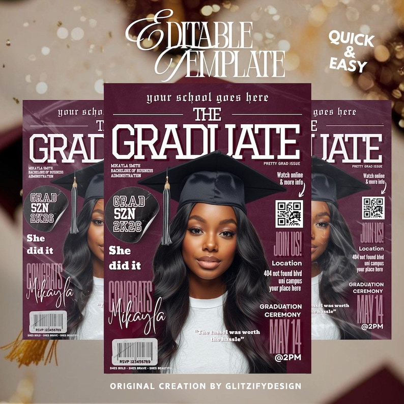 2026 Graduation Magazine Cover Invitation for Her & Him,personalized ...