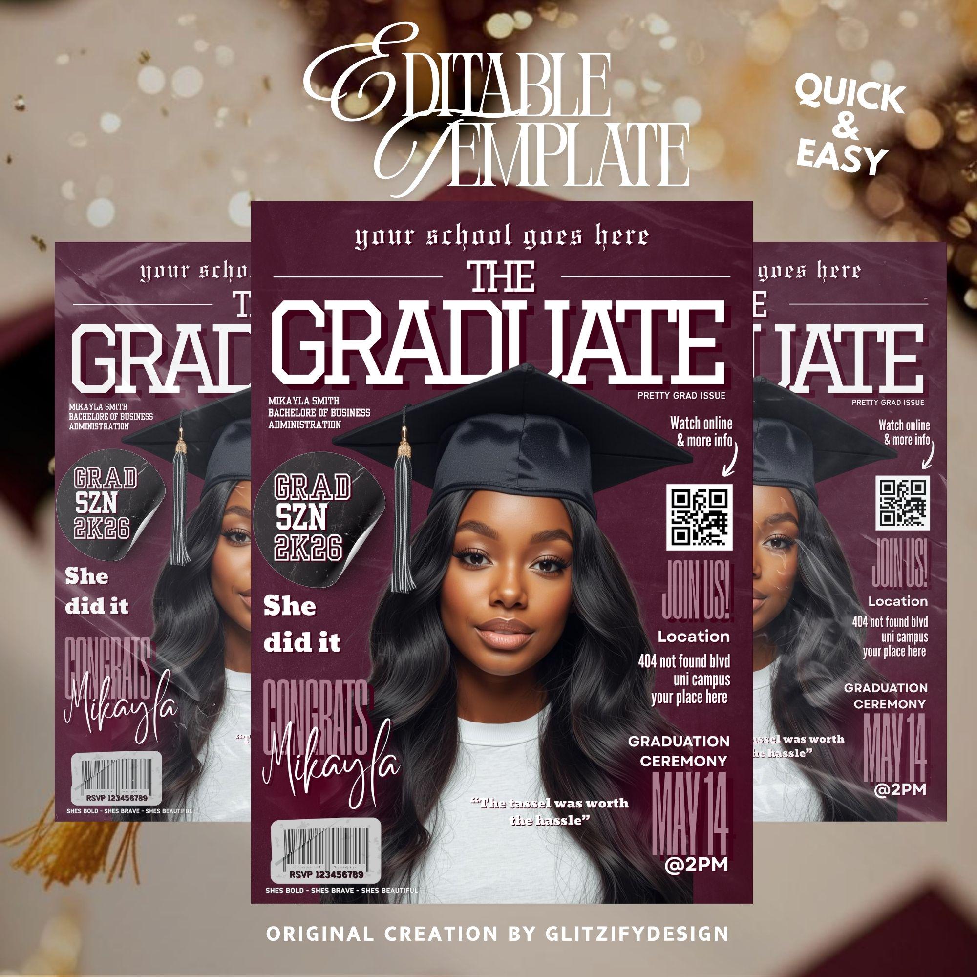 2026 Graduation Magazine Cover Invitation for Her & Him,personalized ...