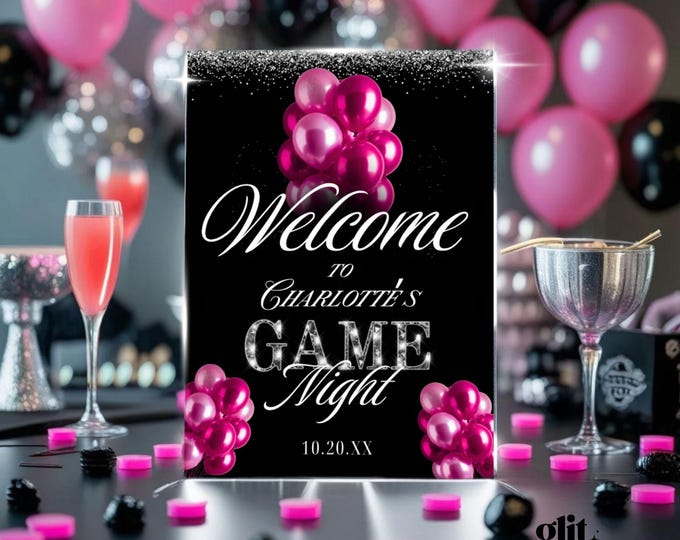 Game Night Sign Backdrop 20x30" Poster Printable - Instant Download ...