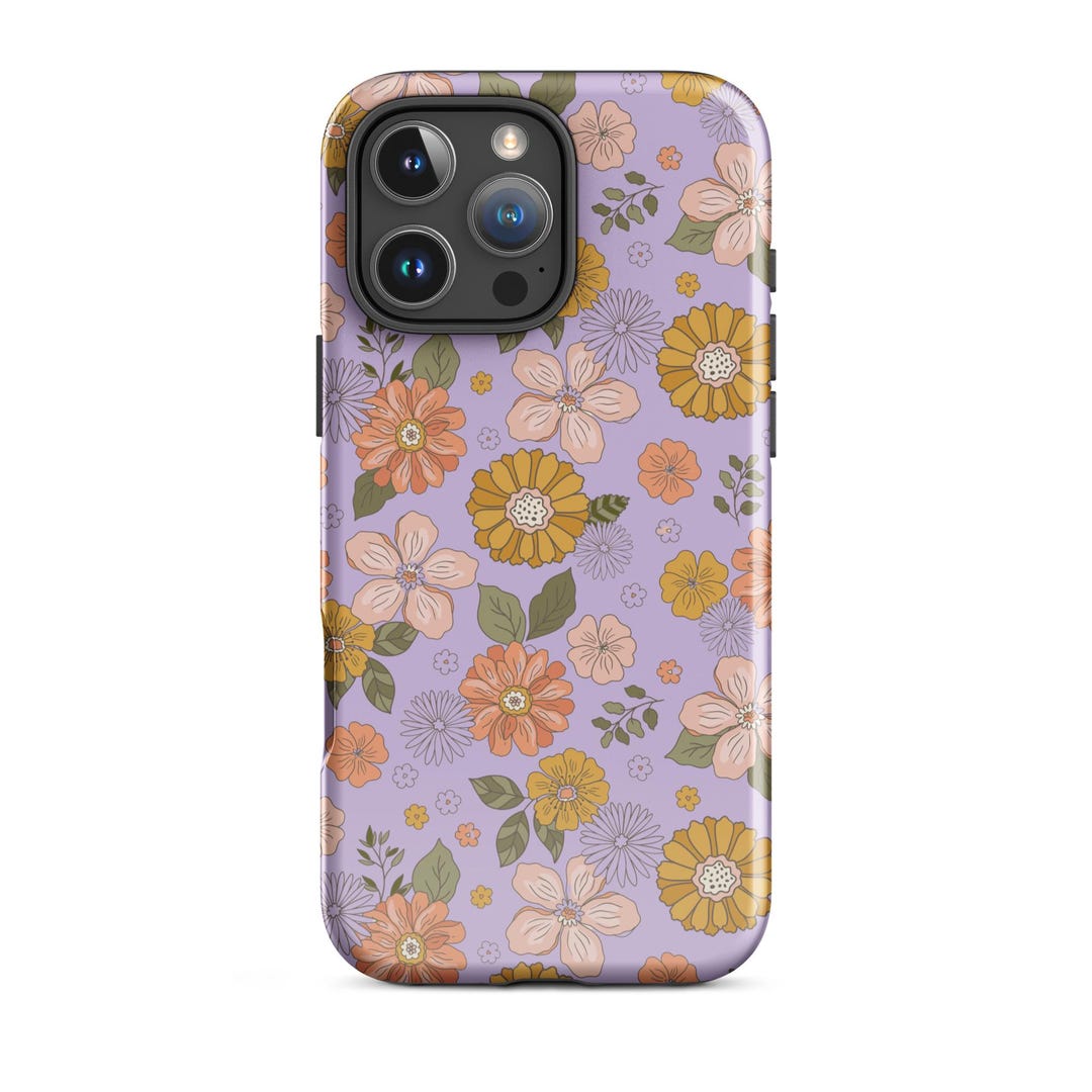 Purple Aesthetic Phone Case, Cute Cottagecore Case, Retro Floral Phone ...