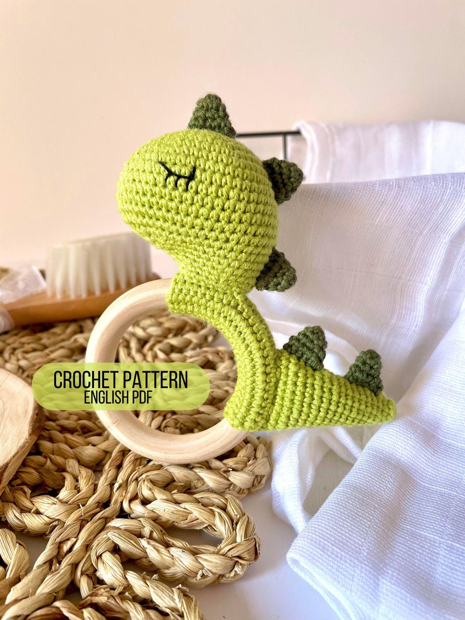 Crochet Pattern Only: Dino Rattle | Crochet Dinosaur Pattern | Dino Baby Rattle | Dinosaur ...