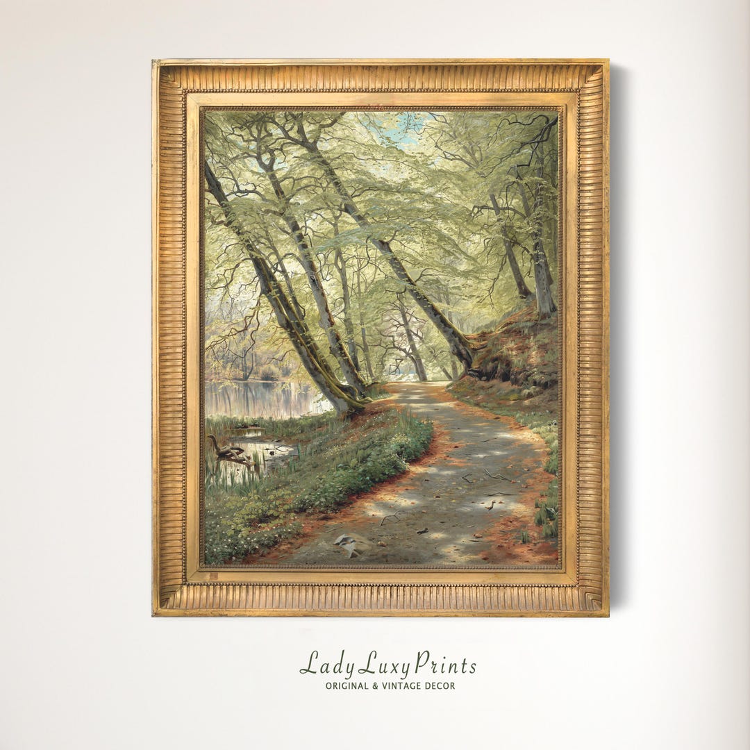 Vintage Forest Path Print: Rustic Woodland Landscape Art (digital ...