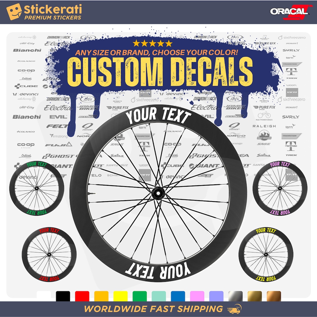 Custom Bike Rim Decals Bicycle Wheel Rims Stickers Vinyl Sticker Wheels ...
