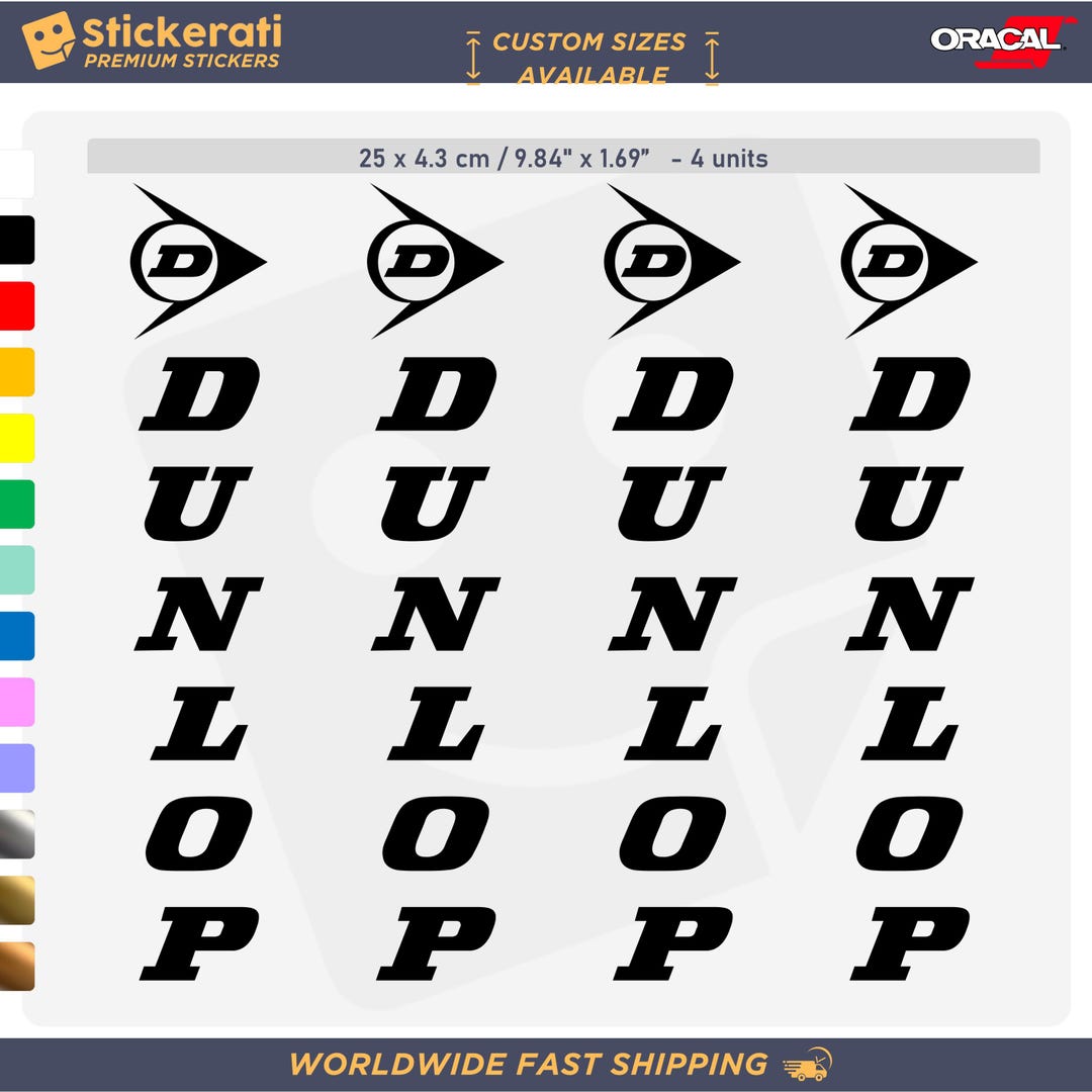 Dunlop Decals Stickers Kit Vinyl Vertical Sticker Decal Tire Frame Fork ...
