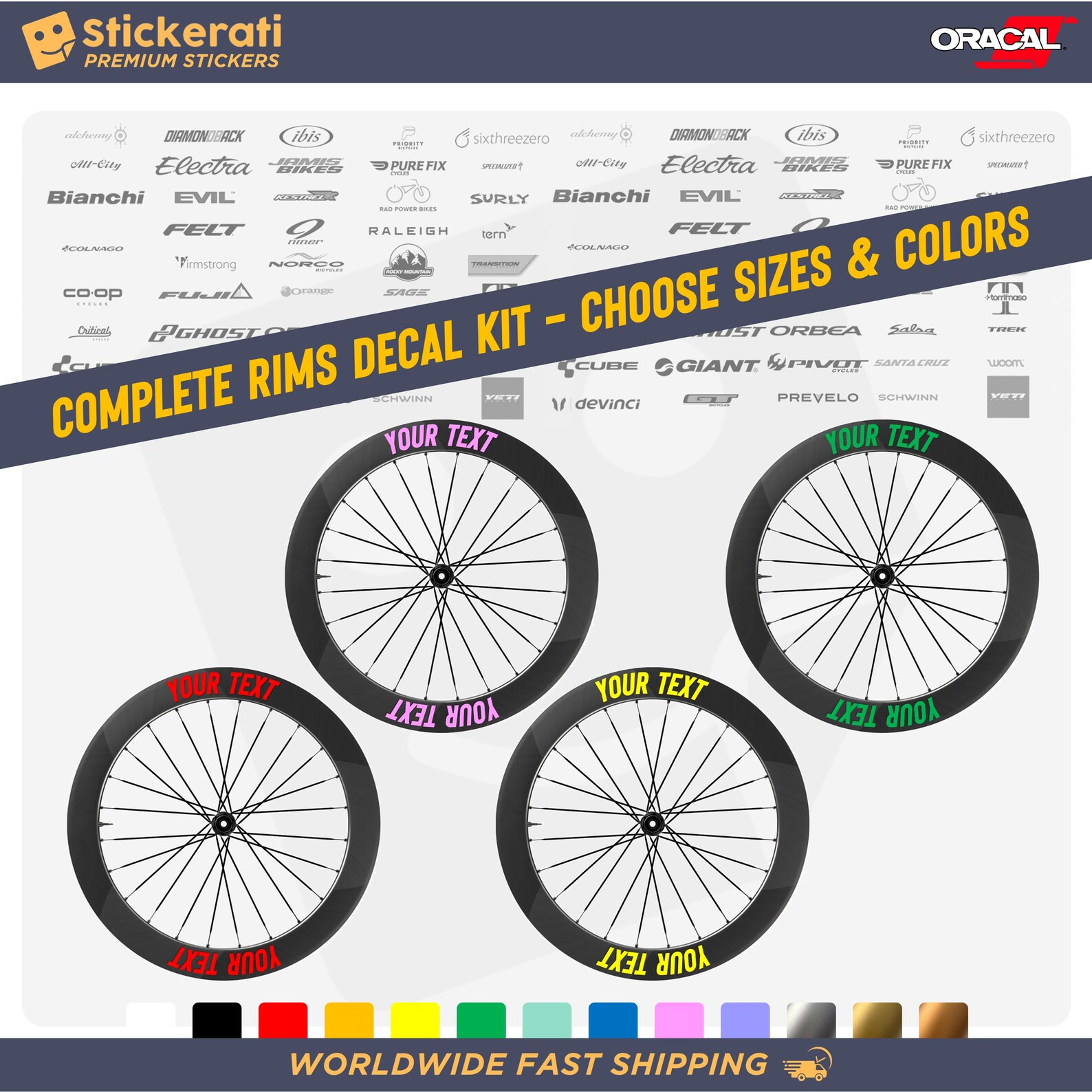 Custom Bike Rim Decals Bicycle Wheel Rims Stickers Vinyl Sticker Wheels ...