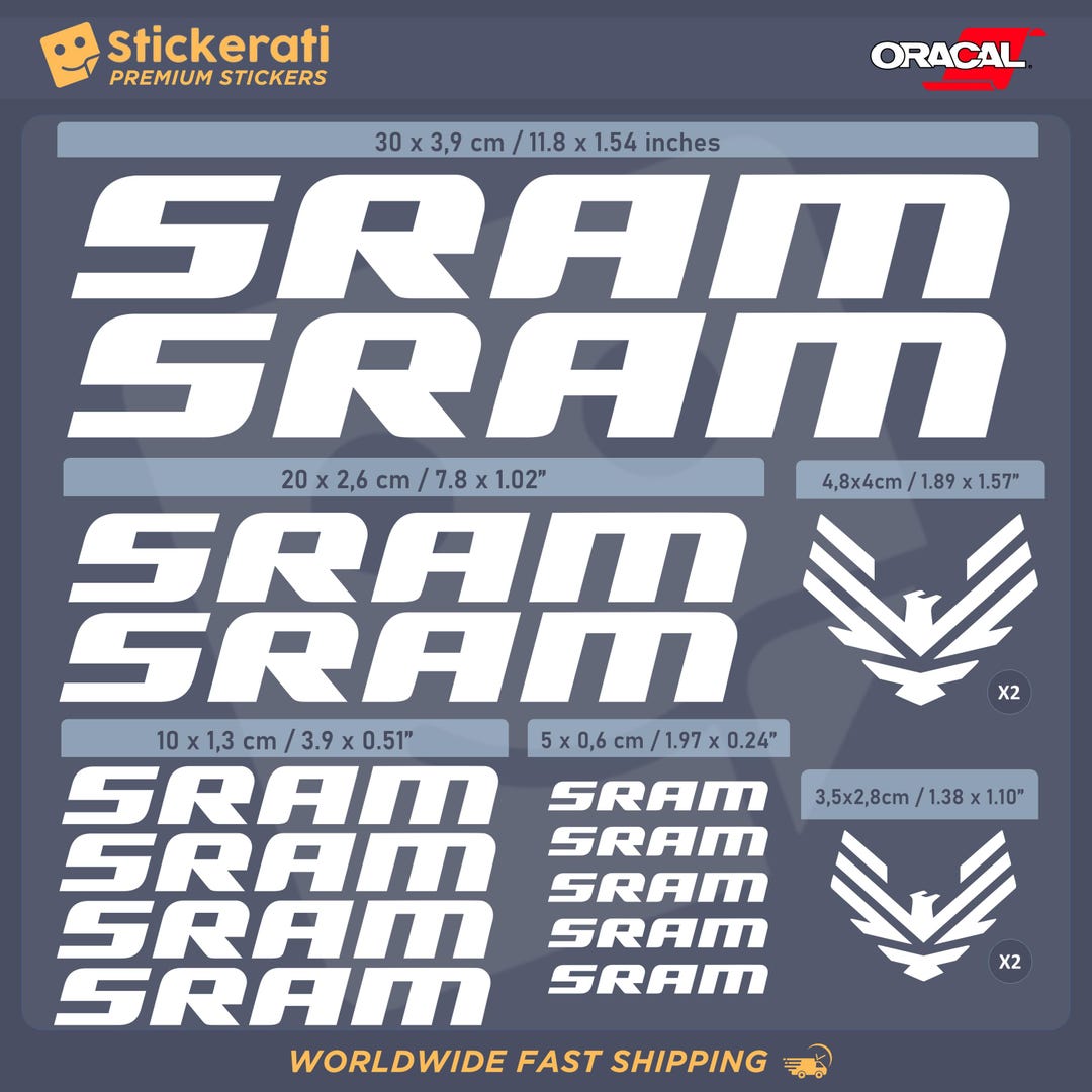 SRAM Bikes Stickers Decals Kit Vinyl Sticker Eagle Powertrain Sponsor ...