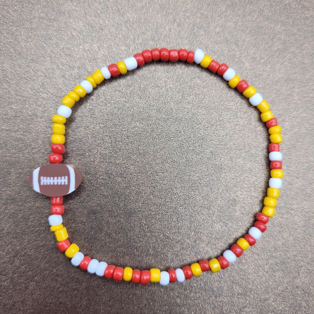 Chiefs Beaded Bracelet: NFL Football Charm, Bohemian Style, Game Day - Etsy
