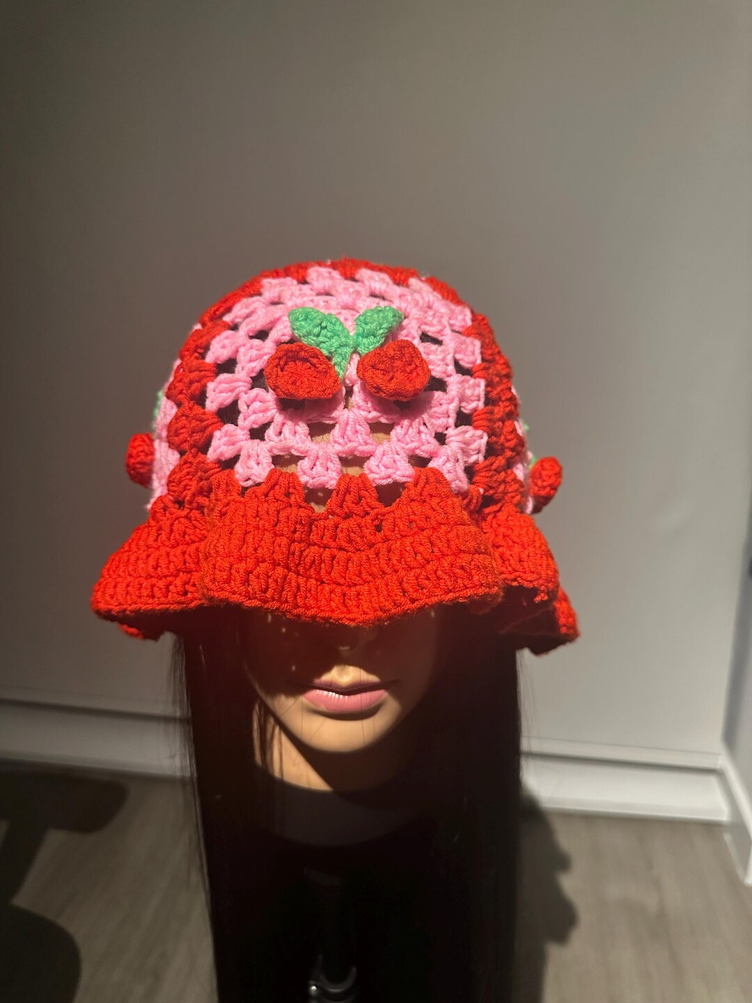 Cherry Crochet Bucket Hat, Cherry Hat, Crochet Cherry Bucket Hat, Crochet Cherry Hats - Etsy