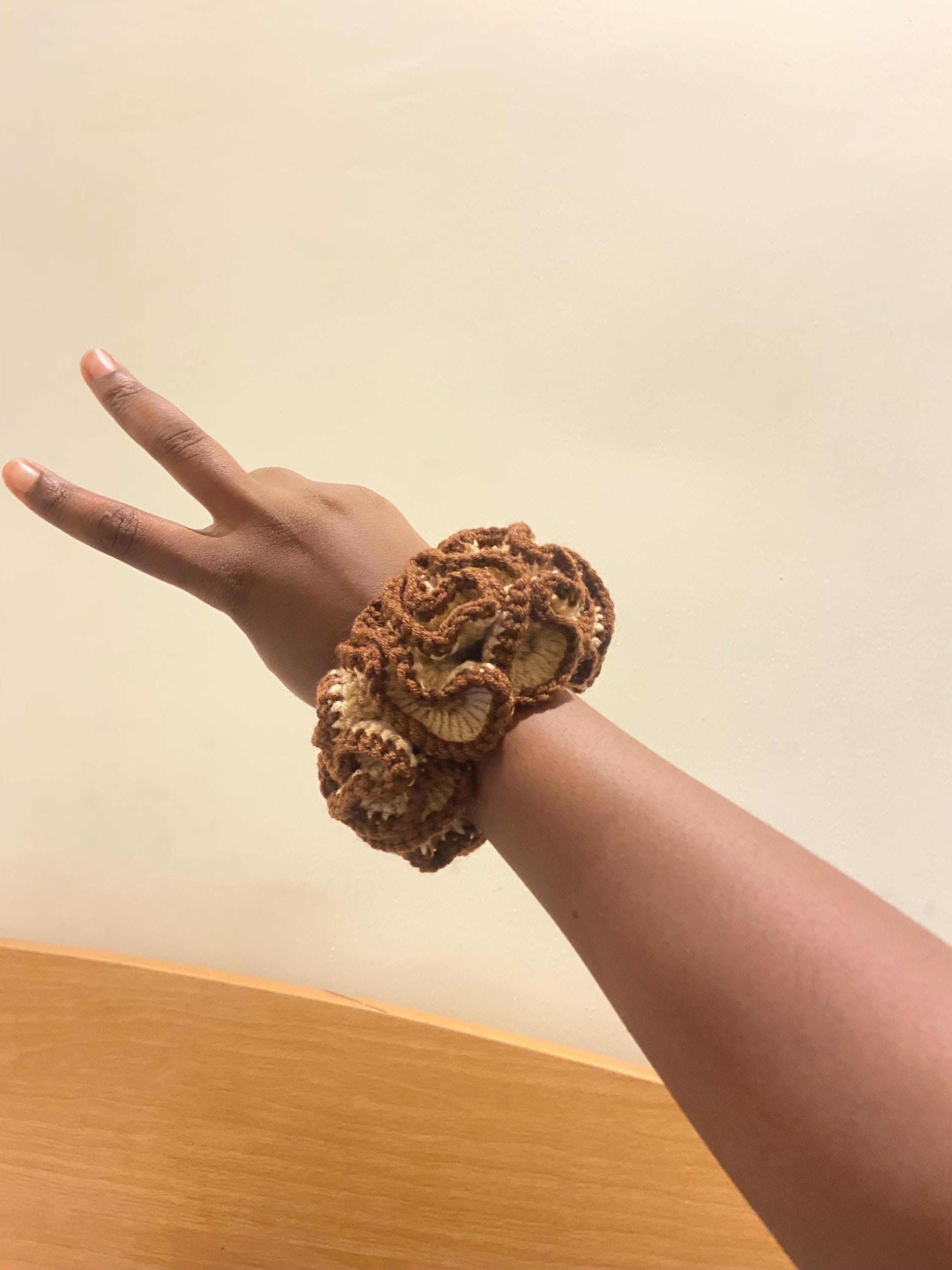 Crochet Two-toned Scrunchies, Ruffle Scrunchies, Large Scrunchies ...