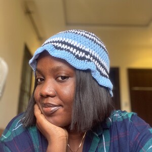 Odumodublvck Crochet Bucket Hat, Stripped Bucket Hat, Crochet Hat ...