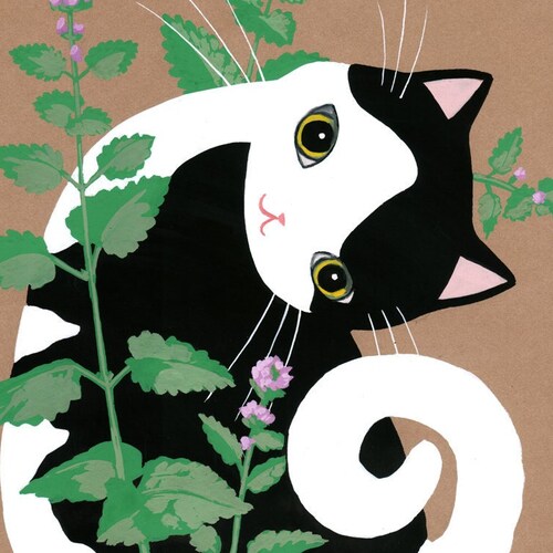 Borage Kitty 8x10 Art Print of Botanical Cat Courage - Etsy