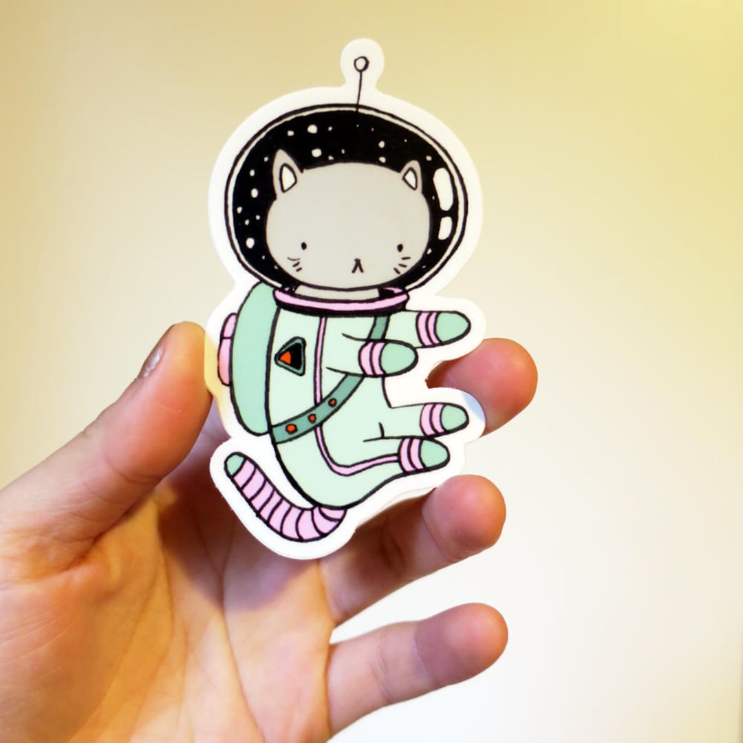 Space Cat Vinyl Sticker - Etsy
