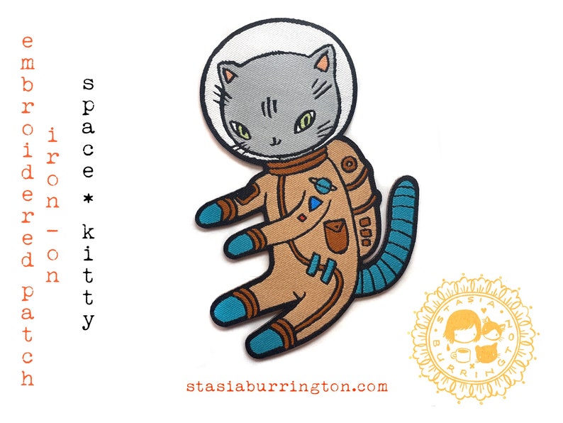 Space Kitty - Embroidered Iron on Patch - Etsy