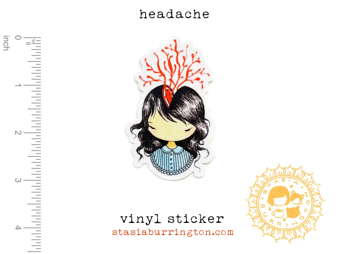 Little Headache Sticker Hand Cut Girl Drawing - Etsy