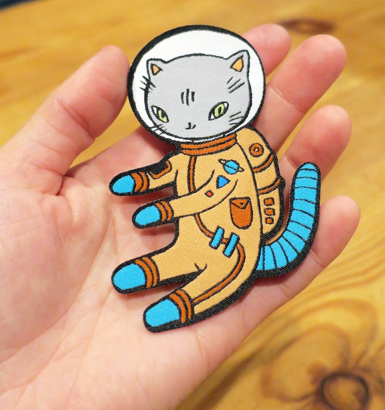 Space Kitty - Embroidered Iron on Patch - Etsy