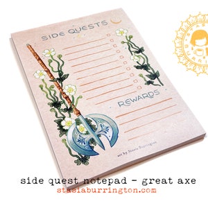 Side Quest Notepads Action Adventure Fantasy to Do Lists - Etsy