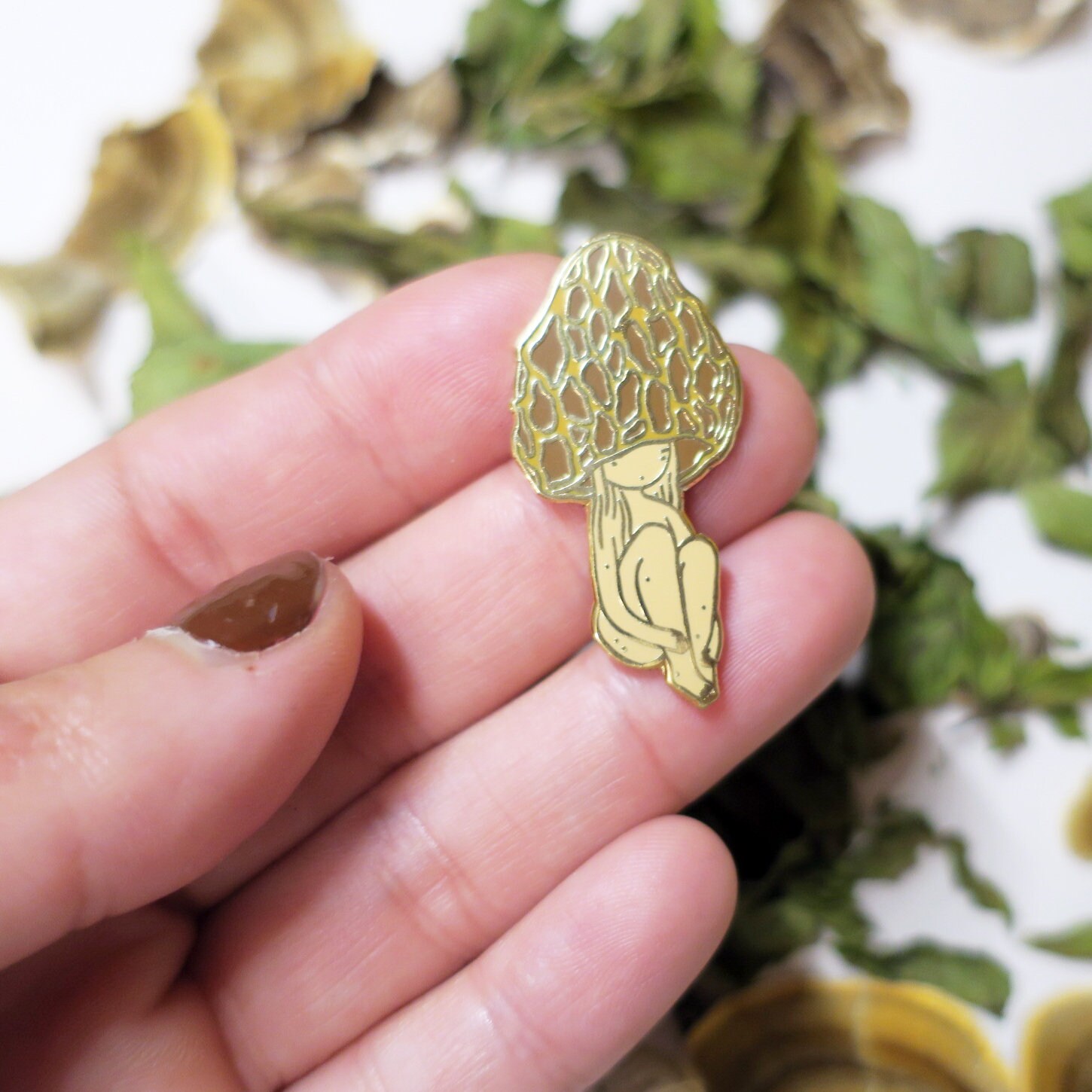 Morel Mushroom Girl Hard Enamel Pin | Etsy