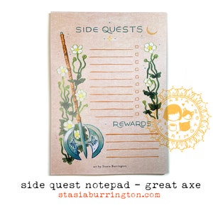 Side Quest Notepads - Action Adventure Fantasy to Do Lists - Etsy