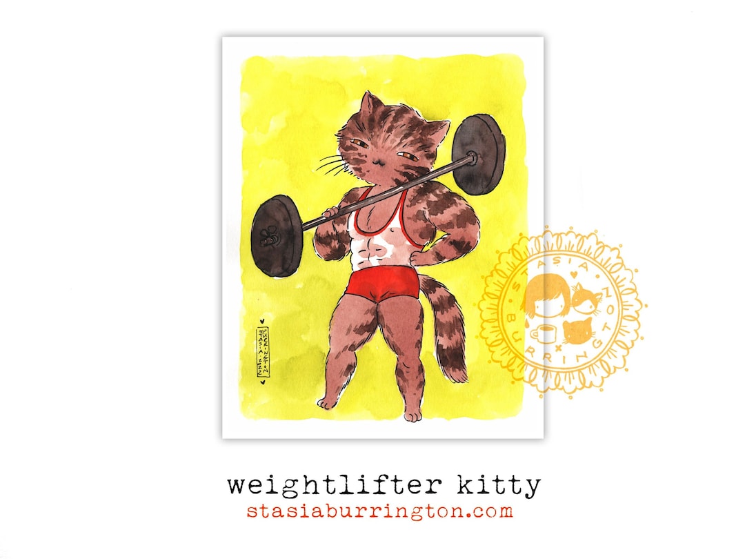 Swole Kitty - Fine Art Print - Weight Lifter Strong Cat - 8x10 - Etsy