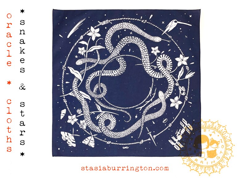 Snakes & Stars Cloth - Cotton Silkscreened Altar Tarot Ritual Spread - Etsy
