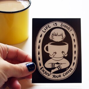 Vinyl Sticker Life is Short Enjoy Your Coffee Caffeine - Etsy